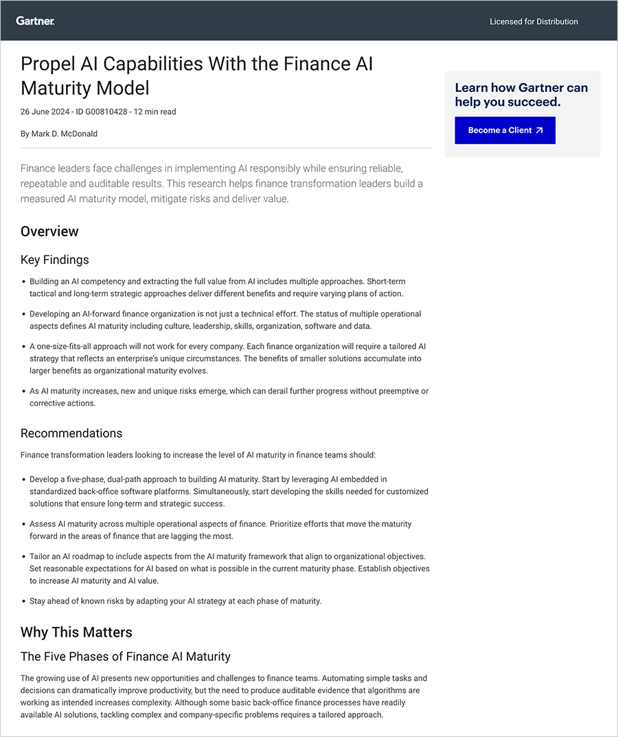 Propel AI Capabilities With the Finance AI Maturity Model