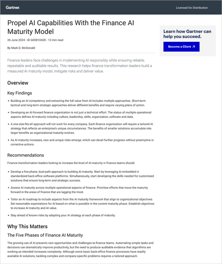 Propel AI Capabilities With the Finance AI Maturity Model